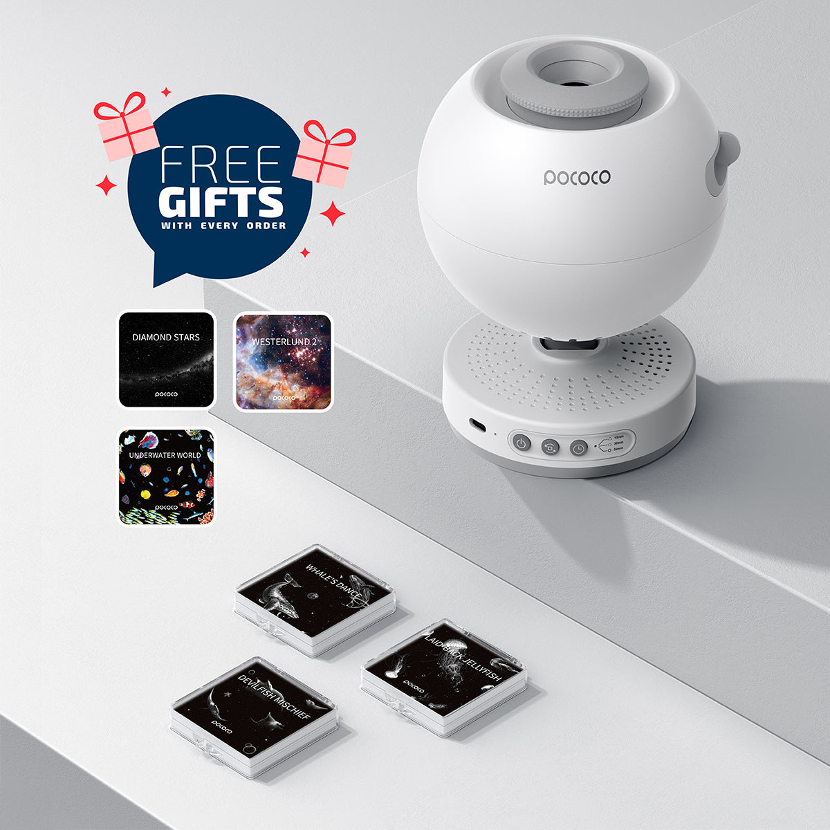 POCOCO Galaxy Projector | Star Projector + 3-disc Set + 3 Free Discs
